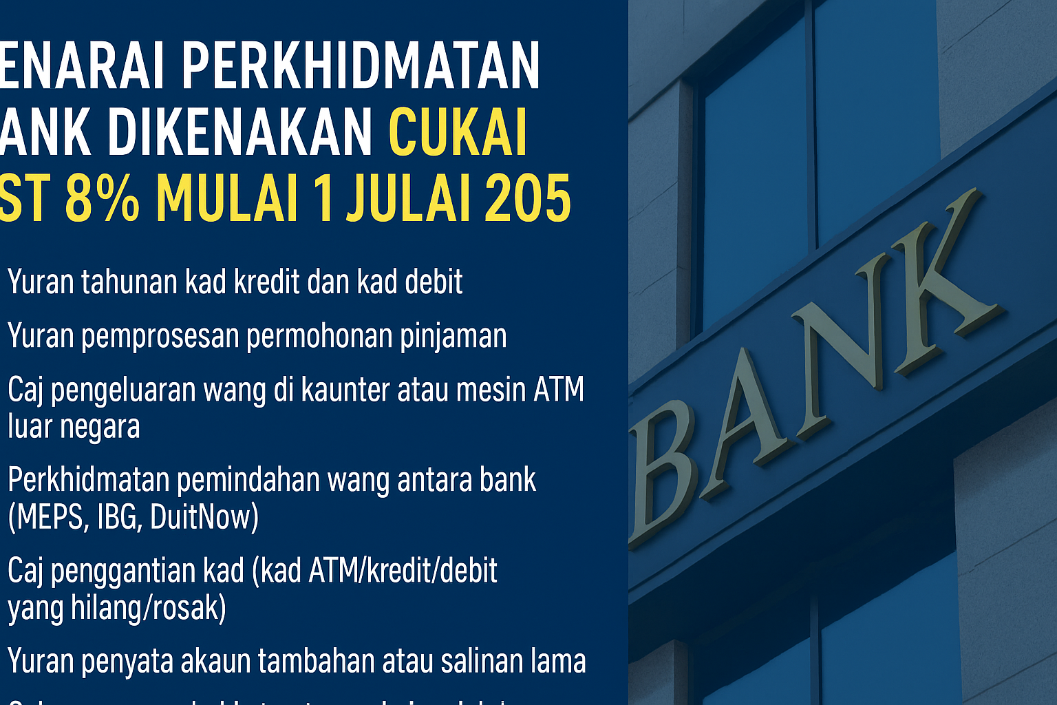 Senarai Perkhidmatan Bank Dikenakan Cukai SST 8% Mulai 1 Julai 2025 ...