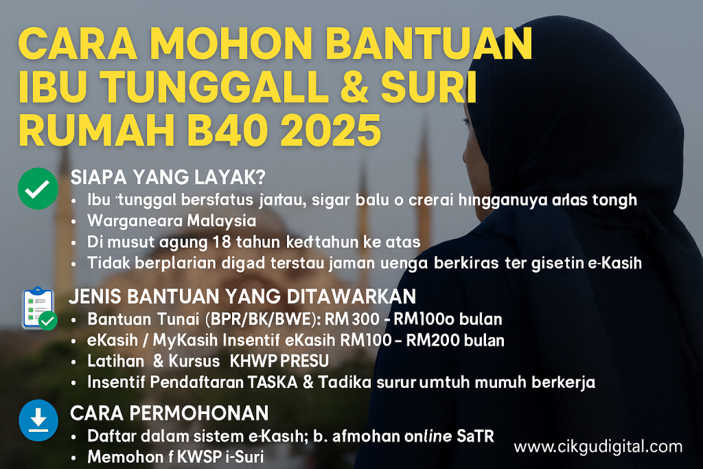 Cara Mohon Bantuan Ibu Tunggal & Suri Rumah B40 2025 – Panduan Lengkap & Syarat Kelayakan ...